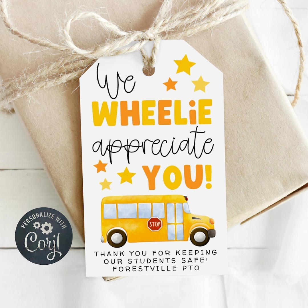 Editable Bus Driver Appreciation Gift Tag Template, Printable We ...