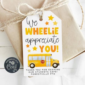 Editable Bus Driver Appreciation Gift Tag Template, Printable We ...