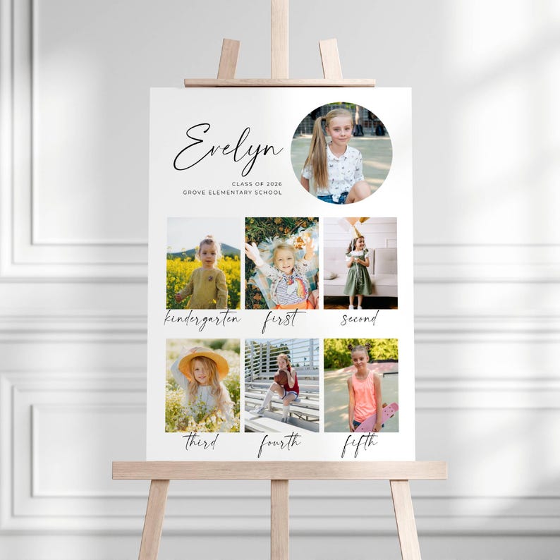 K-6 Graduation Photo Collage Poster Template, Printable Sixth Grade ...