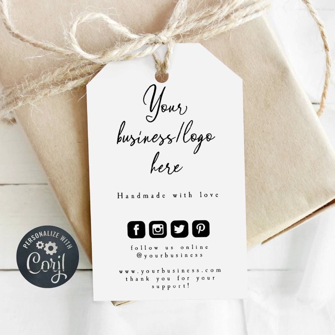 Minimalist Small Business Tag Template, Printable Product Hang Tags ...