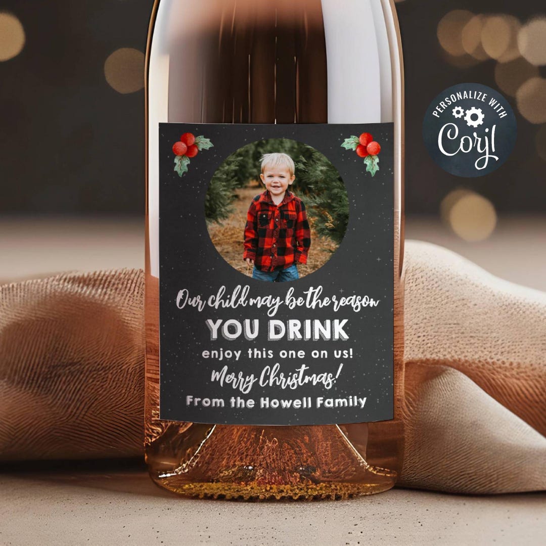 Editable Christmas Gift for Teacher, Printable Wine Bottle Label ...