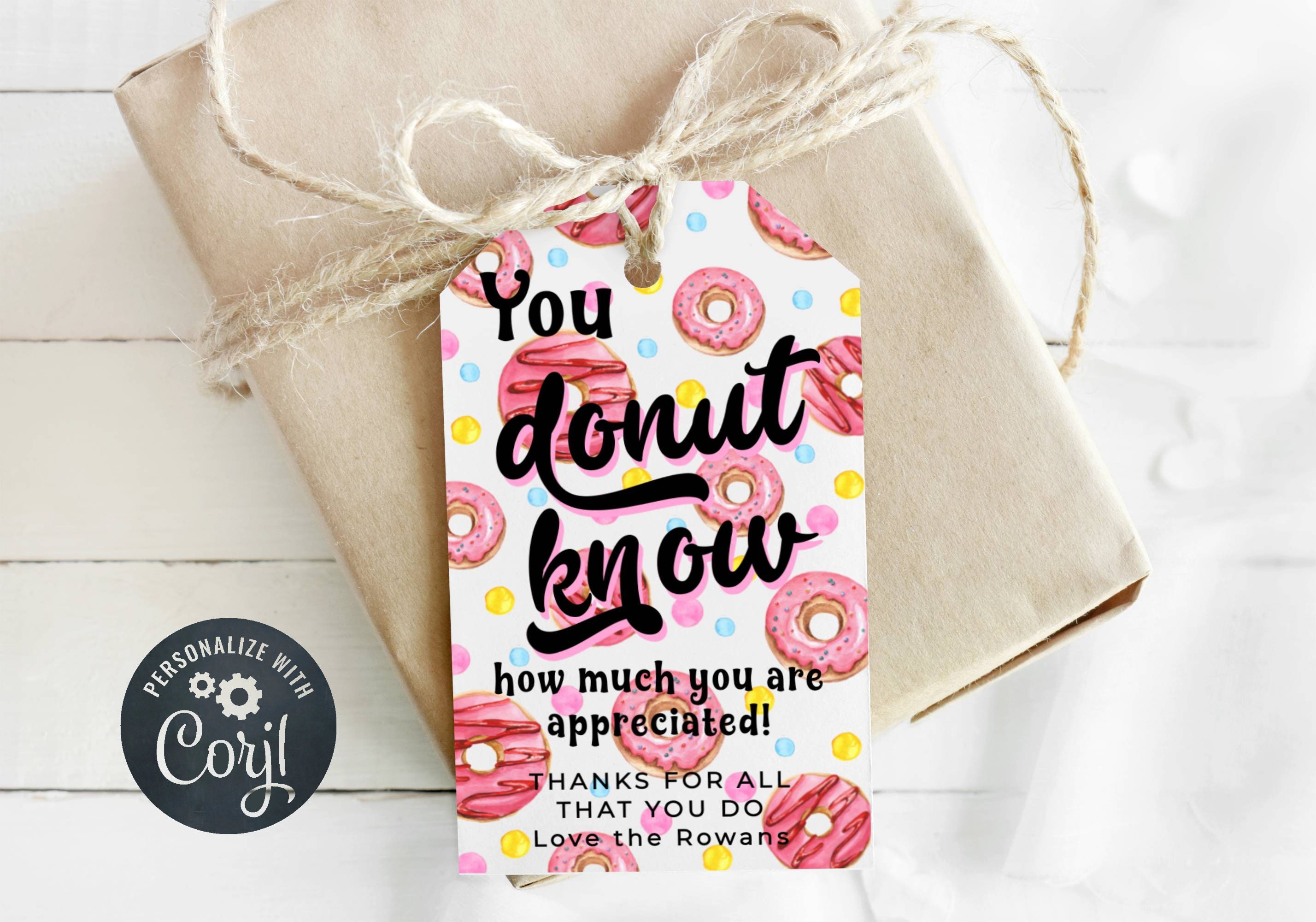 Donut Gift Tag Template You Donut Know How Much You Are - Etsy