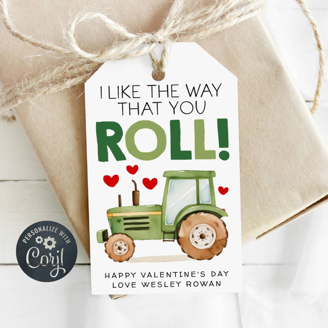 Tractor Valentine's Day Gift Tag Template, Printable I Like the Way You ...