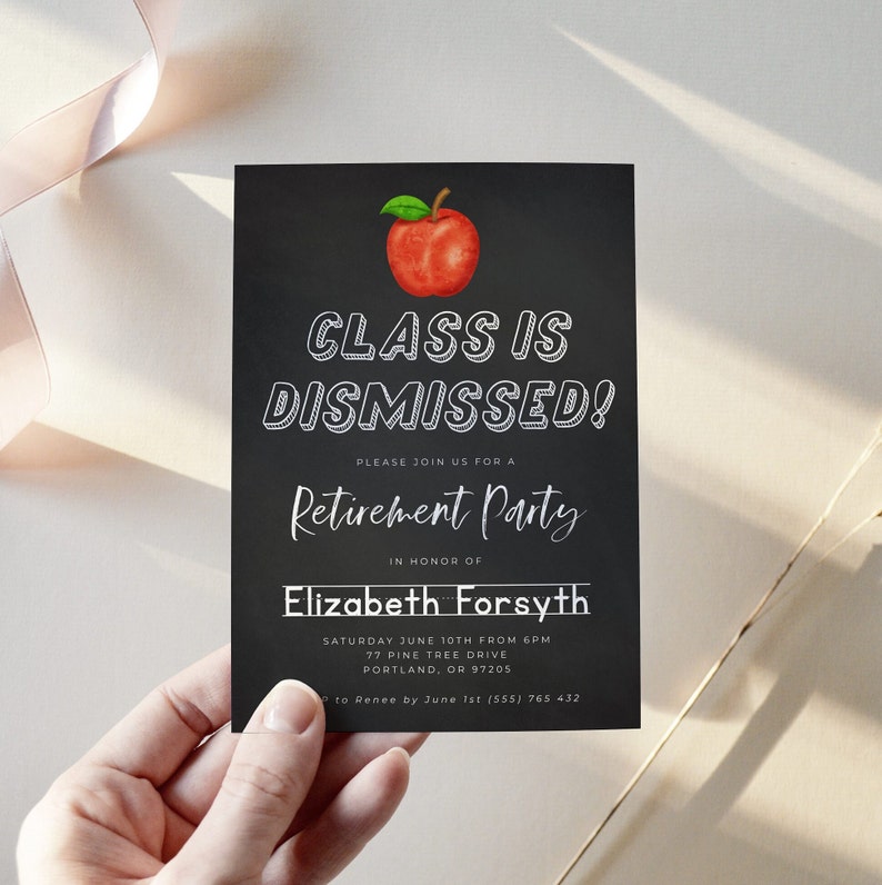 Teacher Retirement Party Invitation Template Printable Class - Etsy