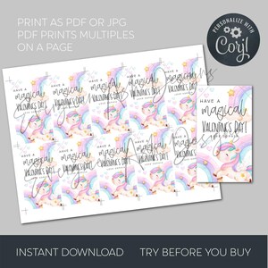 Unicorn Valentine's Day Gift Tag Template, Printable Have A Magical ...
