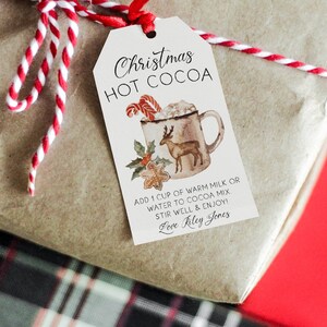 Christmas Hot Cocoa Gift Tag Template, Printable Holiday Hot Chocolate ...