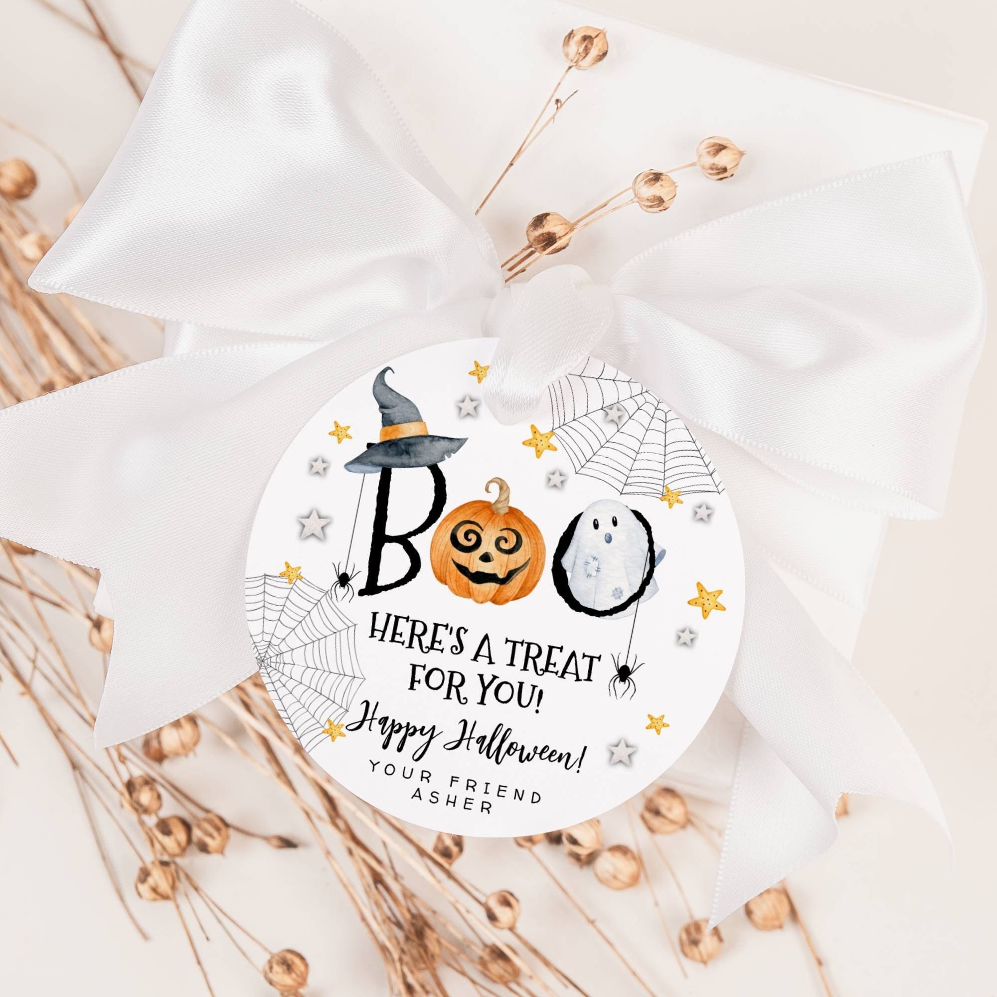 Editable Halloween Round Gift Tag Template Printable Boo - Etsy
