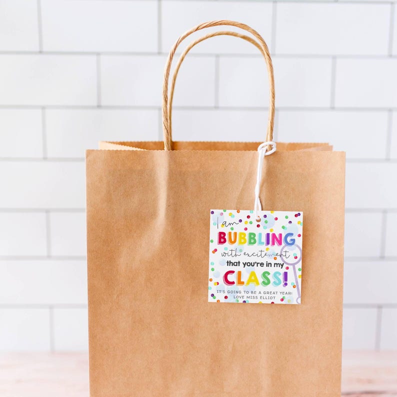 Bubbles Back to School Gift Tag Template, Printable Bubbling With ...