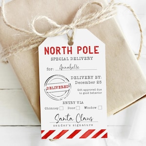 Printable North Pole Special Delivery Tag Template, Editable Santa Gift ...