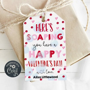 Valentine Soap Gift Tag Template, Printable Here's Soapin You Have A ...