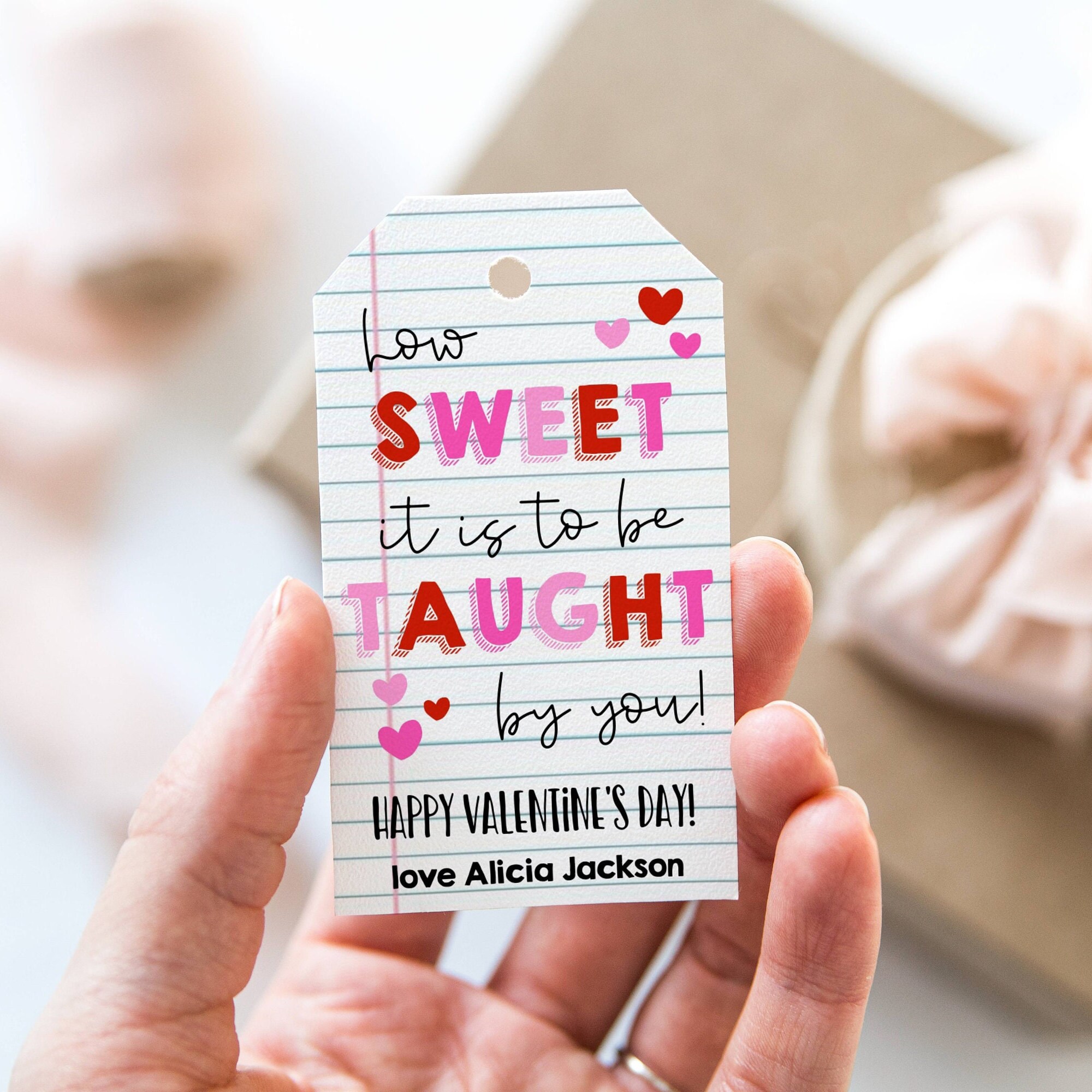 Teacher Valentine Gift Tag Template, Printable How Sweet It is to Be ...