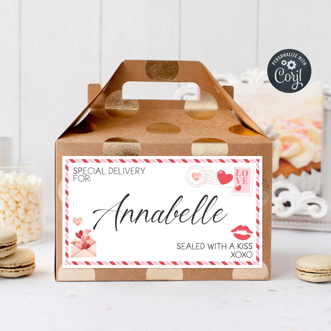 Editable Valentine's Day Gable Box Label Template, Printable Valentine ...