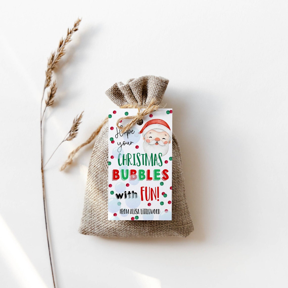 Hope Your Christmas Bubbles With Fun Gift Tag Template, Printable ...