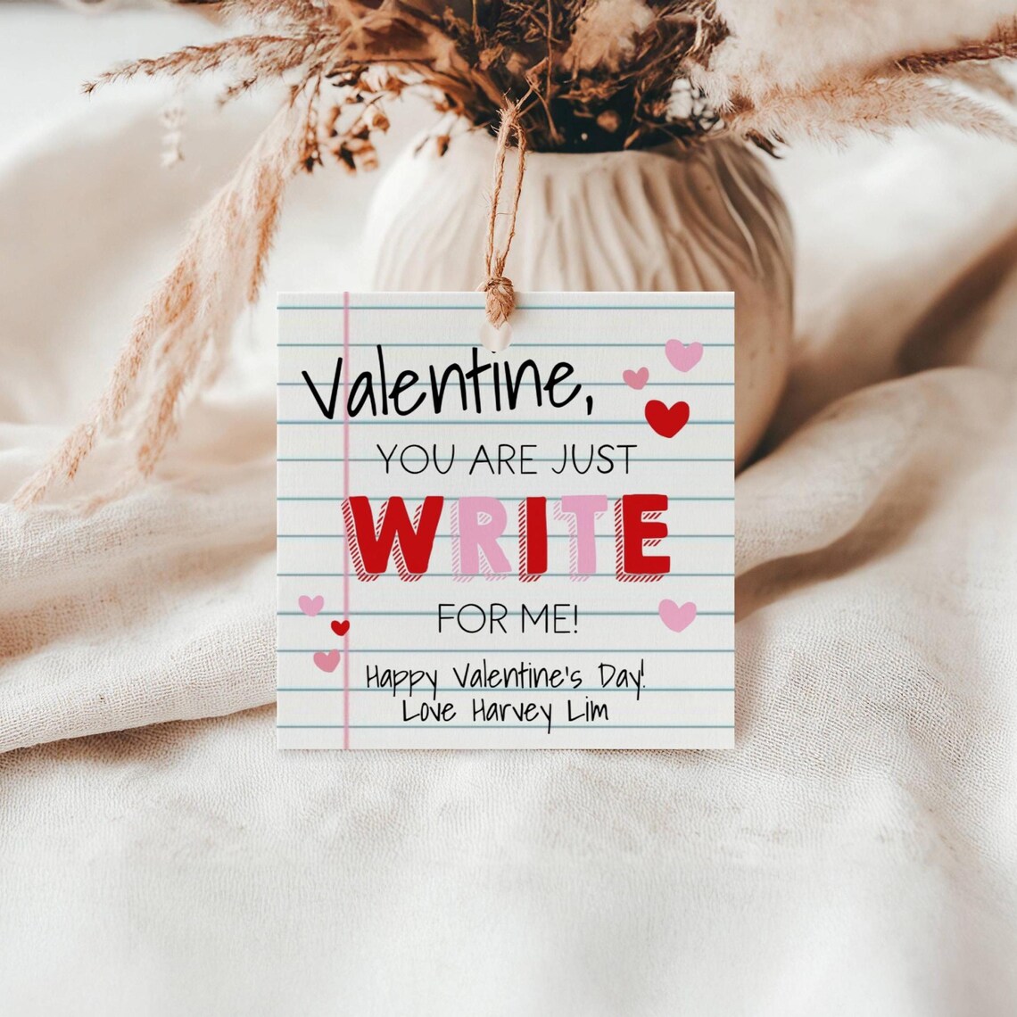 Valentine's Day Pencil Gift Tag Template, Printable You Are Just Write ...