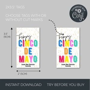 Happy Cinco De Mayo Gift Tag Template, Printable 5th of May Favor Tags ...