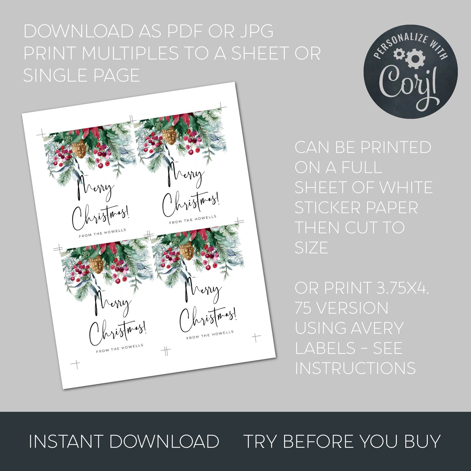 Editable Christmas Wine Bottle Label Template Printable | Etsy