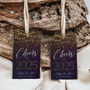 New Year's Eve Gift Tag Template, Printable Cheers to 2025 NYE Favor ...