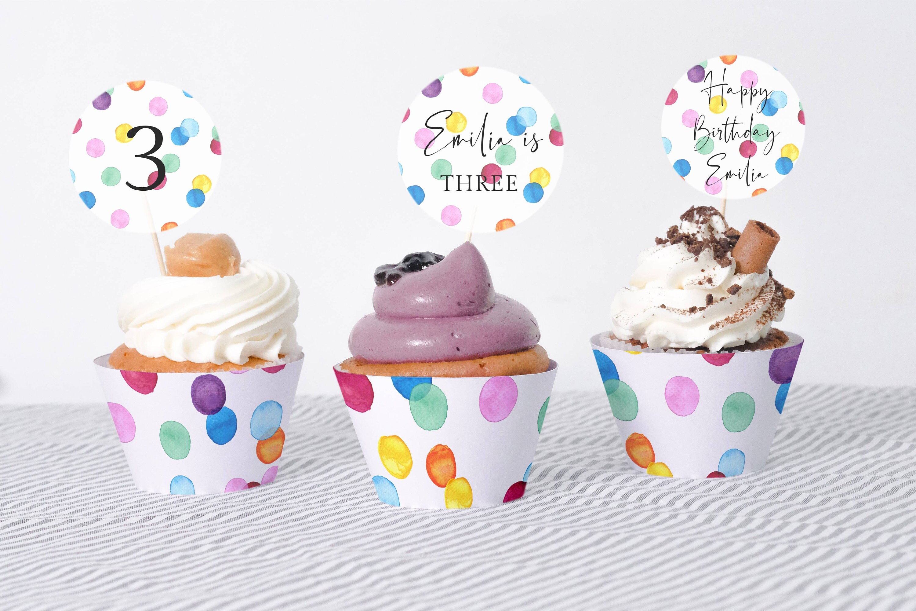 Printable Rainbow Spots Cupcake Topper Template Editable | Etsy