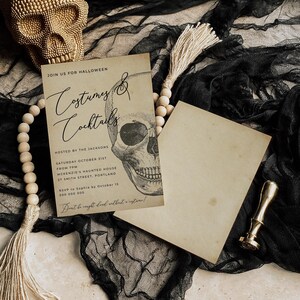 Vintage Skull Halloween Invitation Template, Printable Halloween Party ...