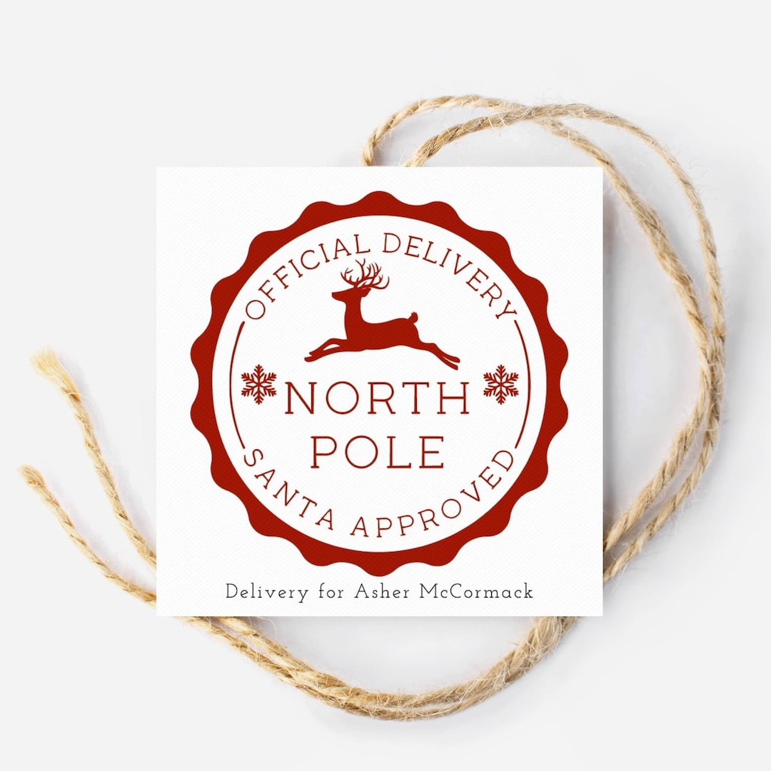 North Pole Official Delivery Gift Tag Template, Printable Santa Claus ...