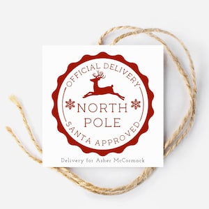 North Pole Official Delivery Gift Tag Template, Printable Santa Claus ...
