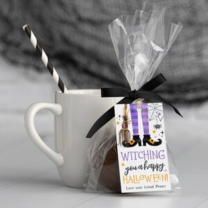 Witching You A Happy Halloween Gift Tag Template, Printable Cute Witch ...