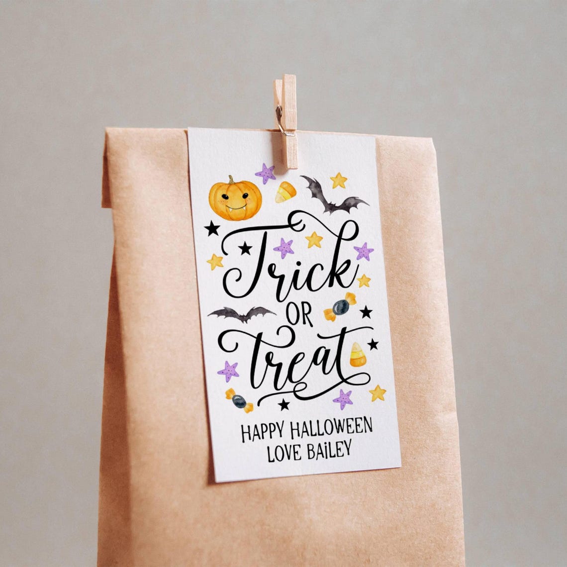 Halloween Trick or Treat Gift Tag Template, Printable Classroom Treat ...