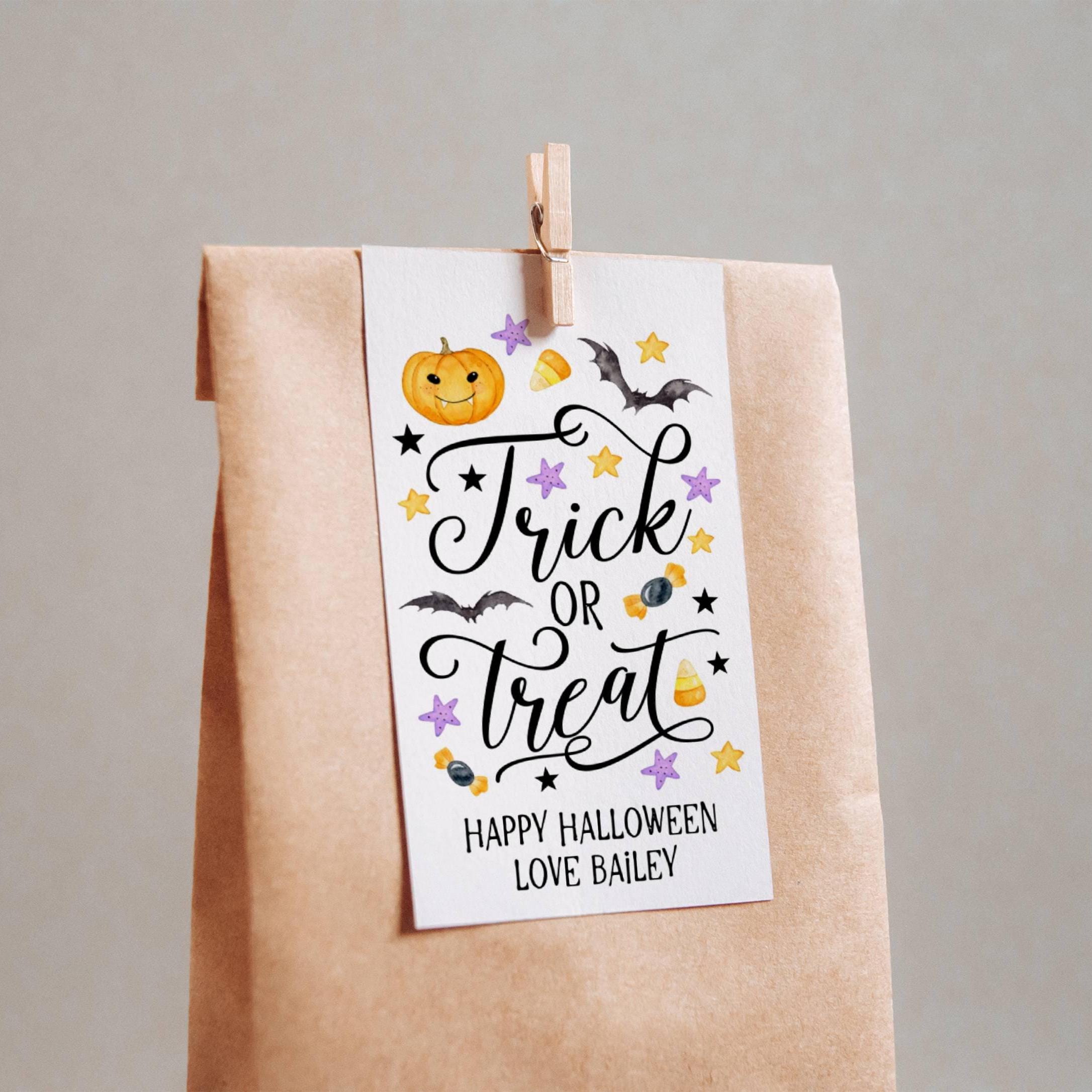 Halloween Trick or Treat Gift Tag Template, Printable Classroom Treat ...