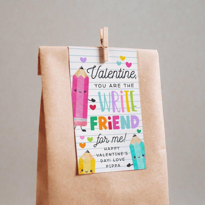 Valentine's Day Pencil Gift Tag Template, Printable You Are the Write ...