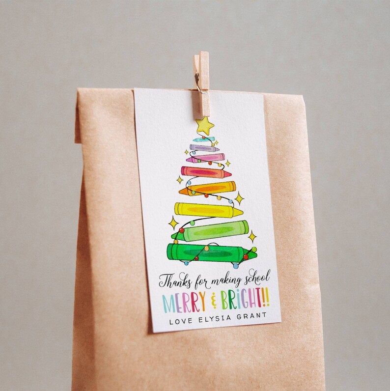 Thanks for Making School Merry & Bright Christmas Gift Tag Template ...