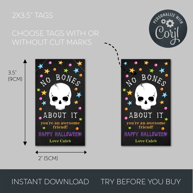 No Bones About It Halloween Gift Tag Template, Printable Halloween ...