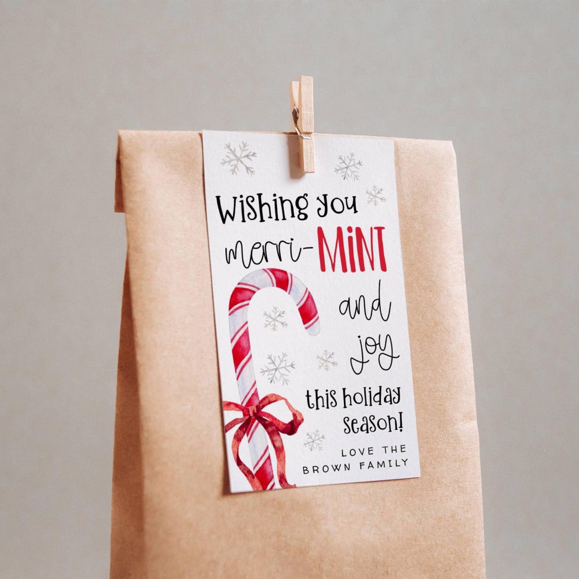 Christmas Mint Gift Tag Template, Printable Wishing You Merry-mint ...