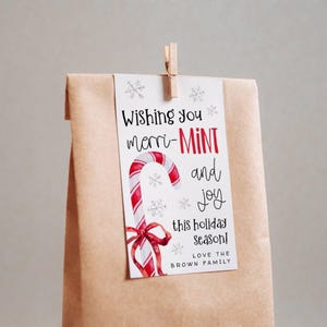 Christmas Mint Gift Tag Template, Printable Wishing You Merry-mint ...