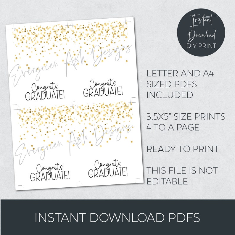Printable Graduation Mini Cookie Card Congrats Graduate - Etsy