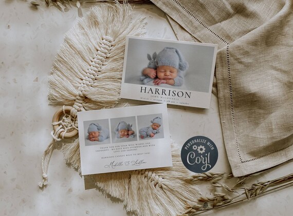 Classic Birth Announcement Template Printable Newborn Baby | Etsy