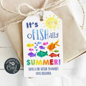It's O-fish-ally Summer Gift Tag Template, Printable Last Day of School ...