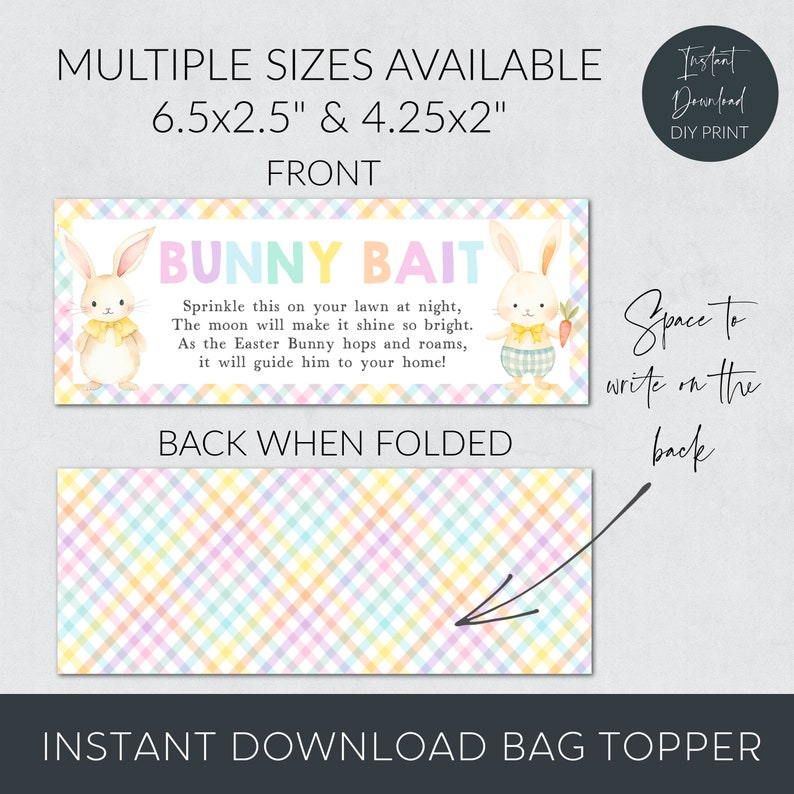 Easter Bunny Bait Bag Toppers, Printable School Easter Basket Treat Bag ...