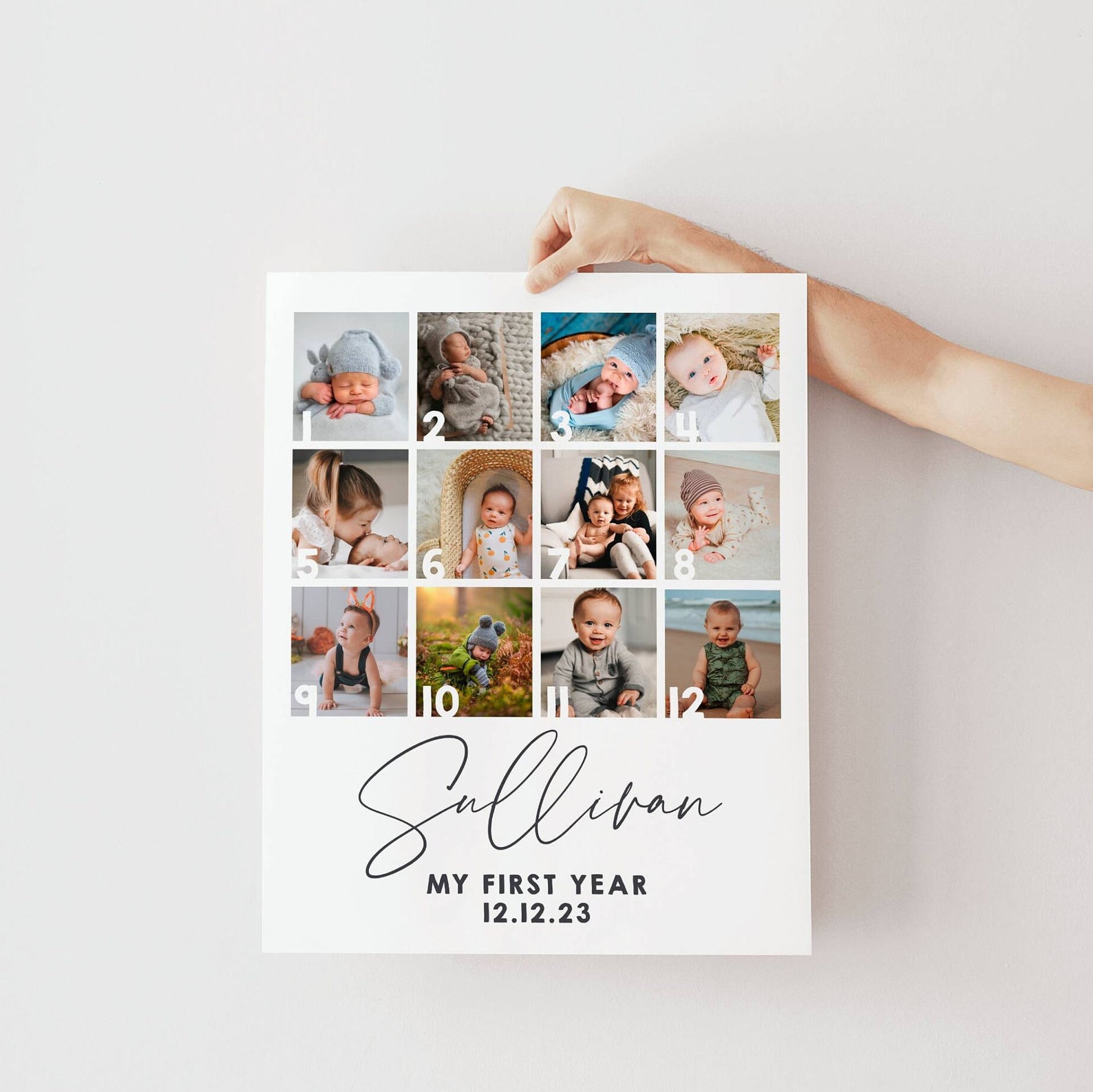 Editable Baby's First Year Photo Collage Template, Printable Modern ...