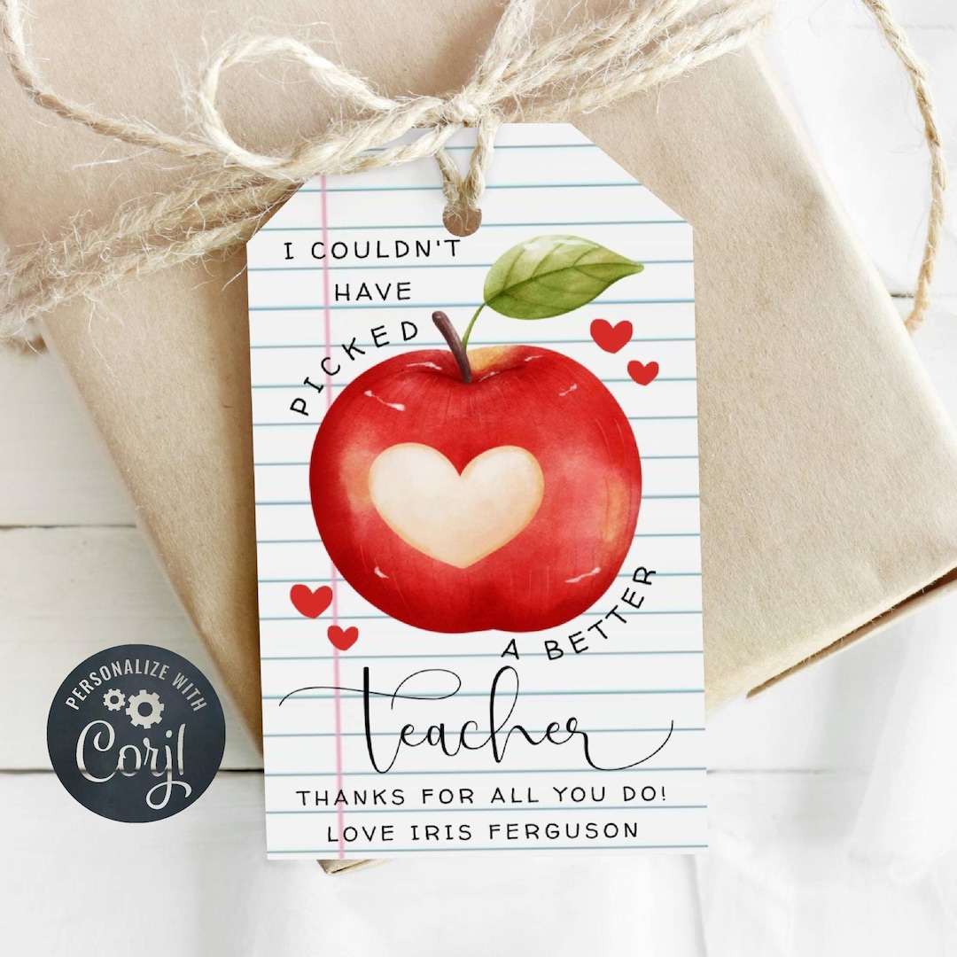 Editable Apple Teacher Appreciation Gift Tag Template, Printable Couldn ...