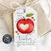 Editable Apple Teacher Appreciation Gift Tag Template, Printable Couldn ...
