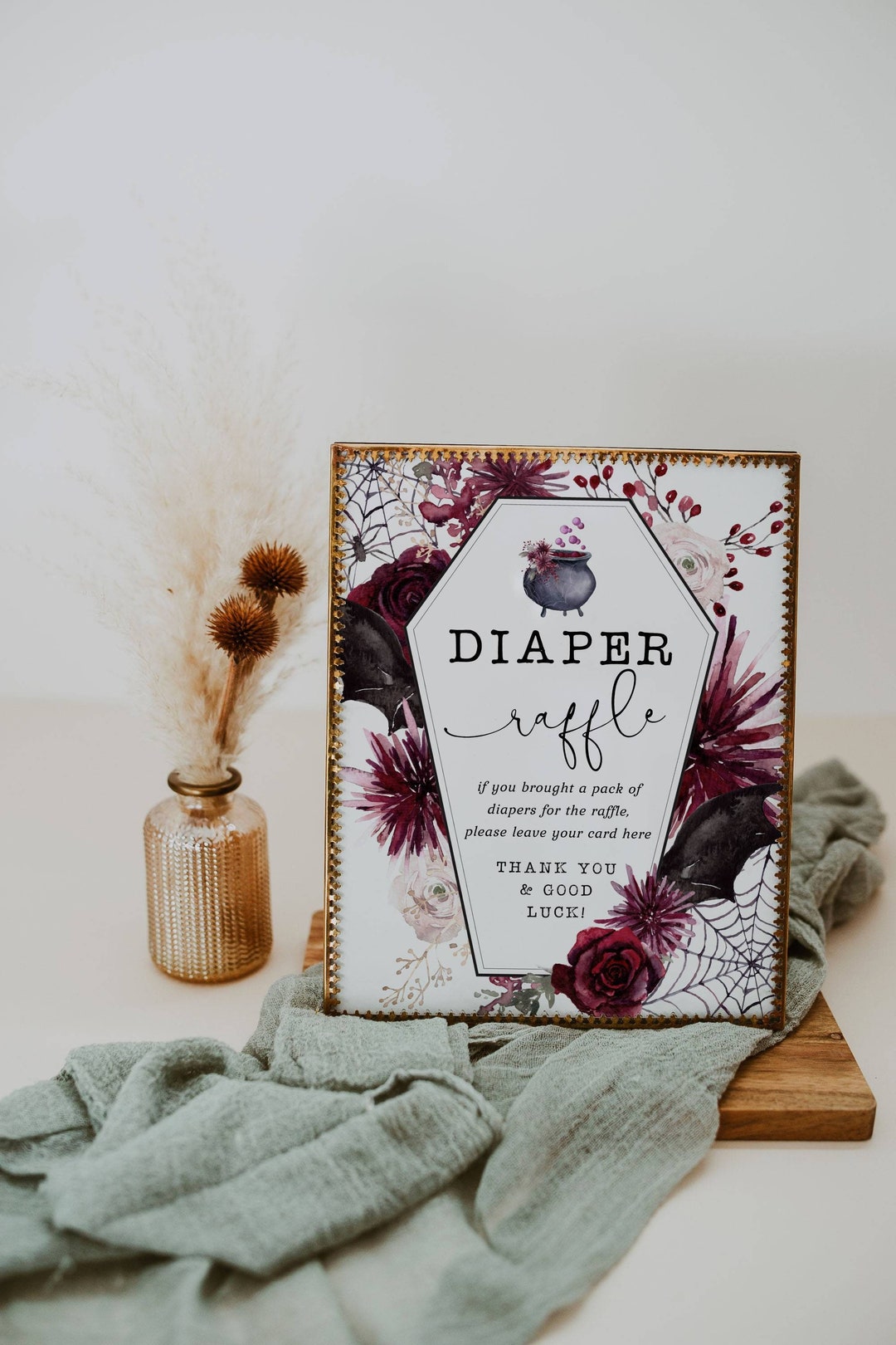 Halloween Baby Shower Diaper Raffle Sign Template Printable A - Etsy