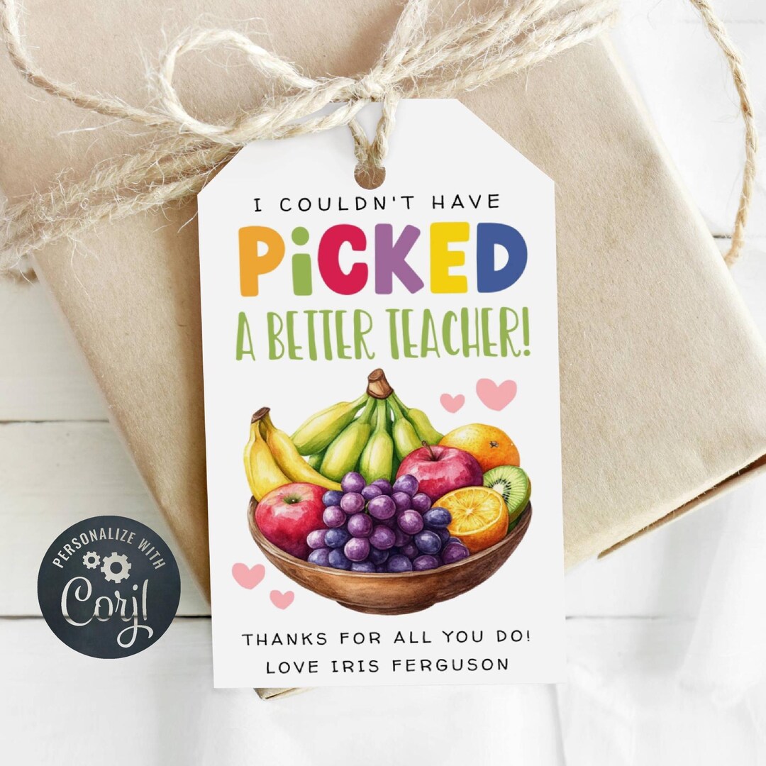 Editable Fruit Basket Teacher Appreciation Gift Tag Template, Printable ...