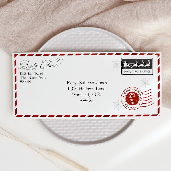 North Pole Envelope Template - Etsy