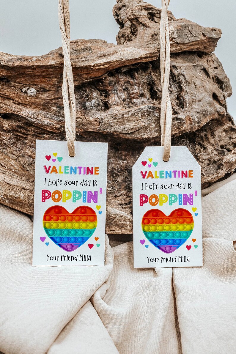 Valentine Pop It Gift Tag Template, Printable Poppin Valentine's Day ...