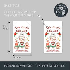Mrs. Claus' Bake Shop Christmas Gift Tag Template, Printable Baked With ...