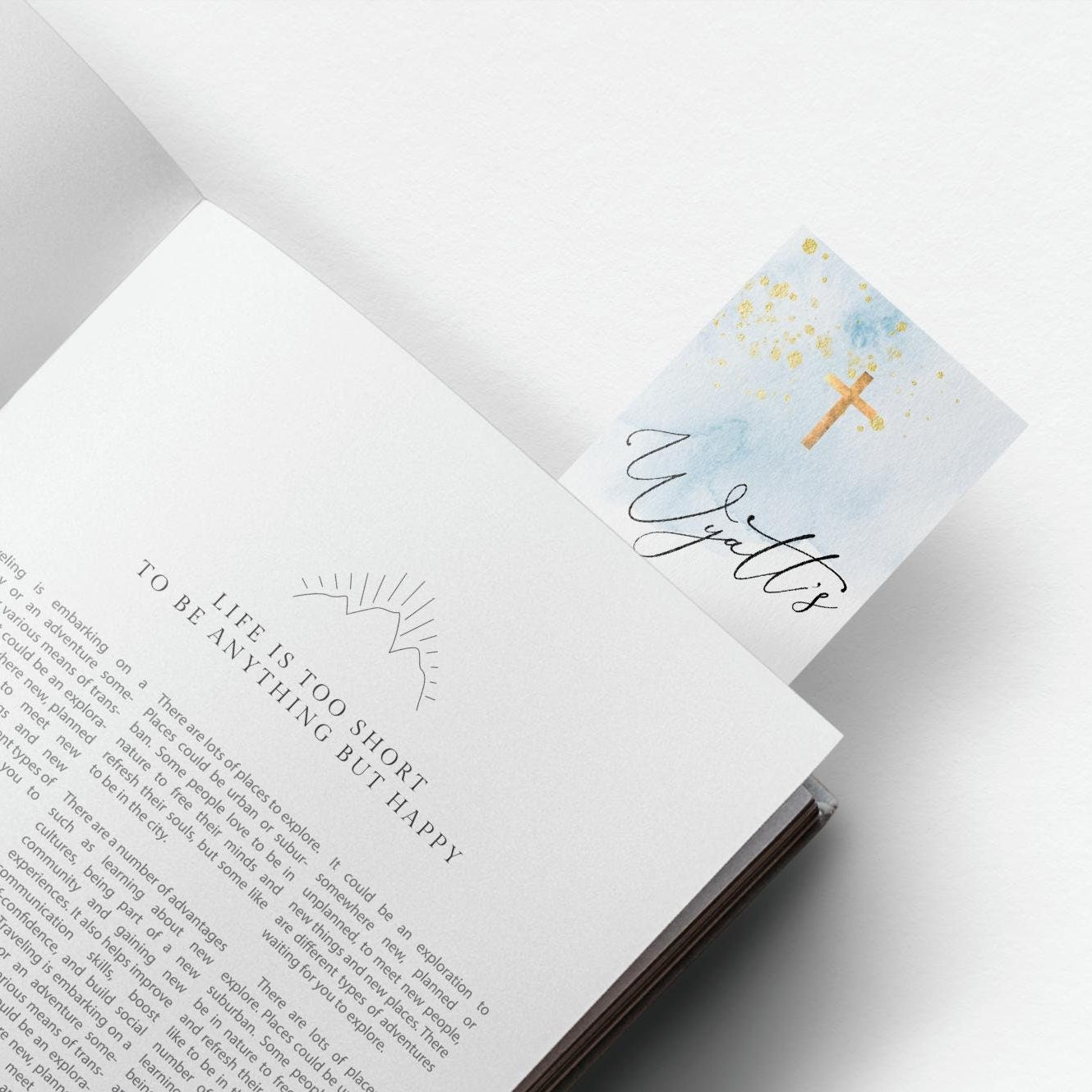 Blue & Gold First Holy Communion Bookmark Template, Printable Boy ...