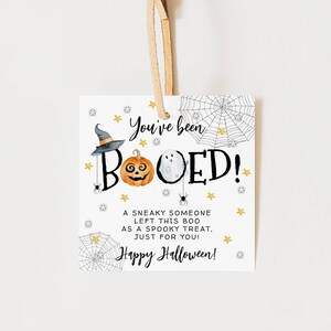Halloween You've Been Booed Square Favor Tag Template, Printable Trick ...
