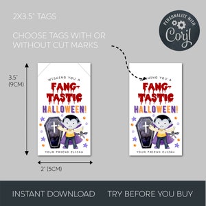 Fang-tastic Halloween Favor Tag Template, Printable Vampire Bat Coffin ...