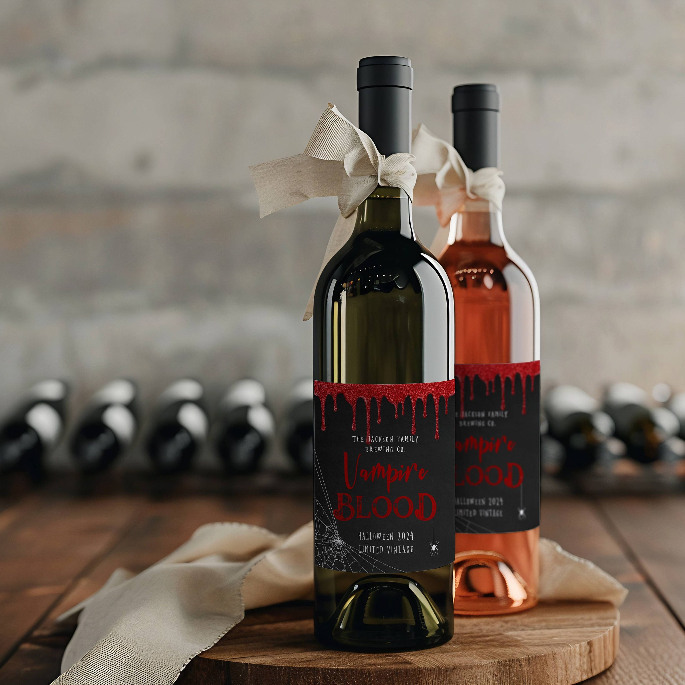 Vampire Blood Halloween Wine Bottle Label Template, Printable Spooky ...