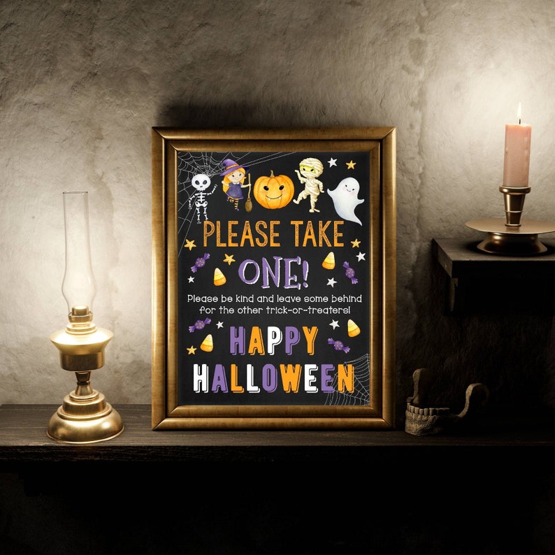 Printable Halloween Door Sign Template, Please Take One Poster, Trick ...